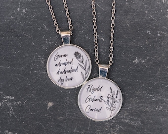 Cadwyn Brethyn Necklace Gemwaith Patrwm Brethyn Chwaer Mam Merch Anti ...