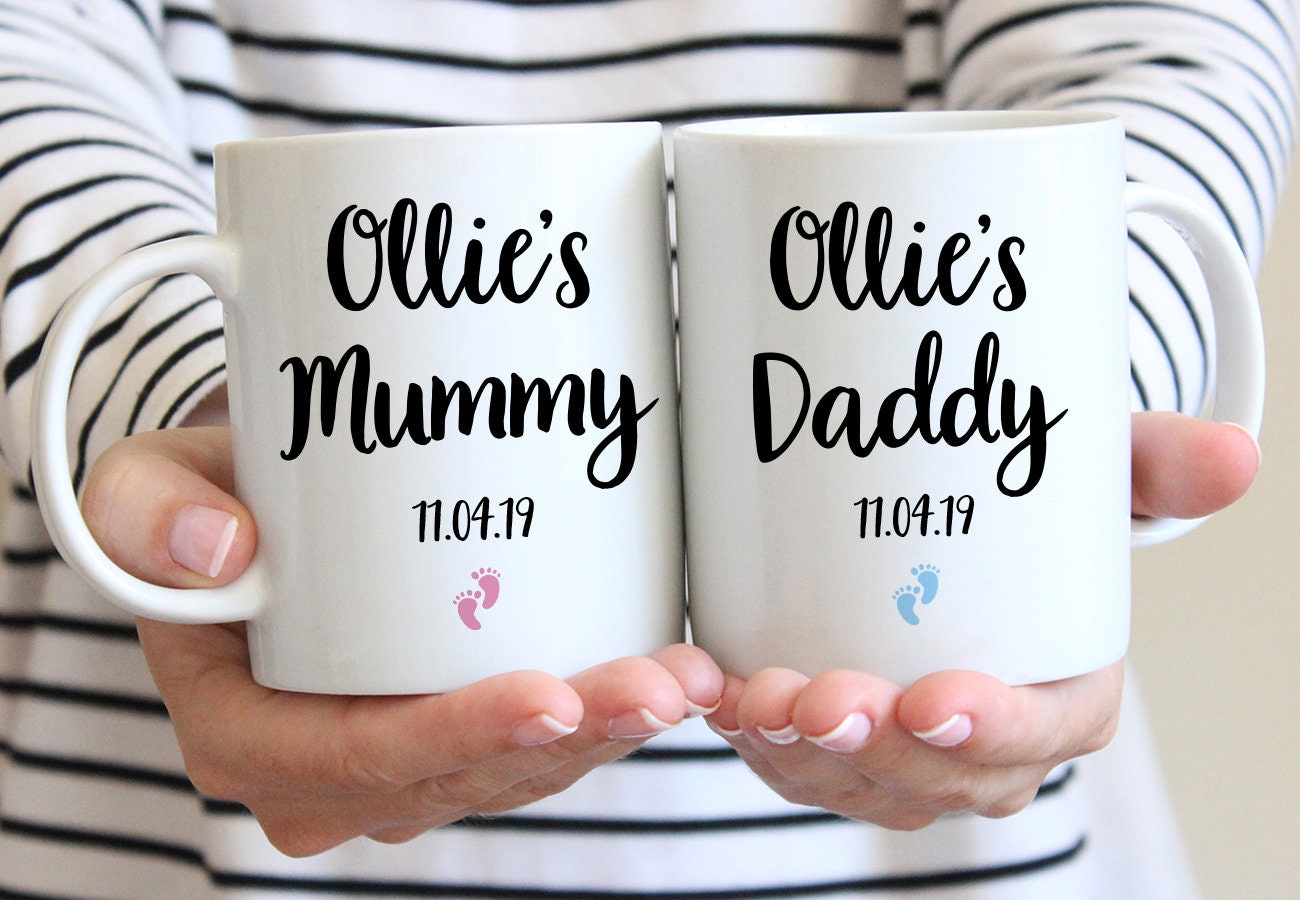 SET OF TWO Personalised New Parents Mugs - New Mummy Gift - New Daddy ...