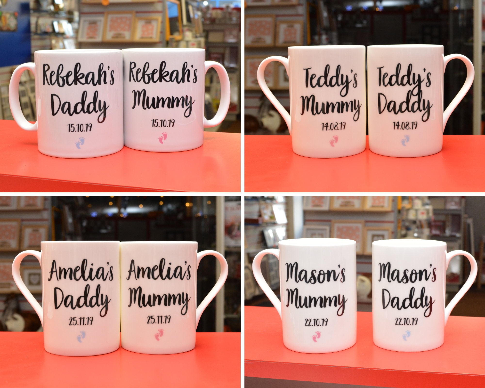 SET OF TWO Personalised New Parents Mugs - New Mummy Gift - New Daddy ...