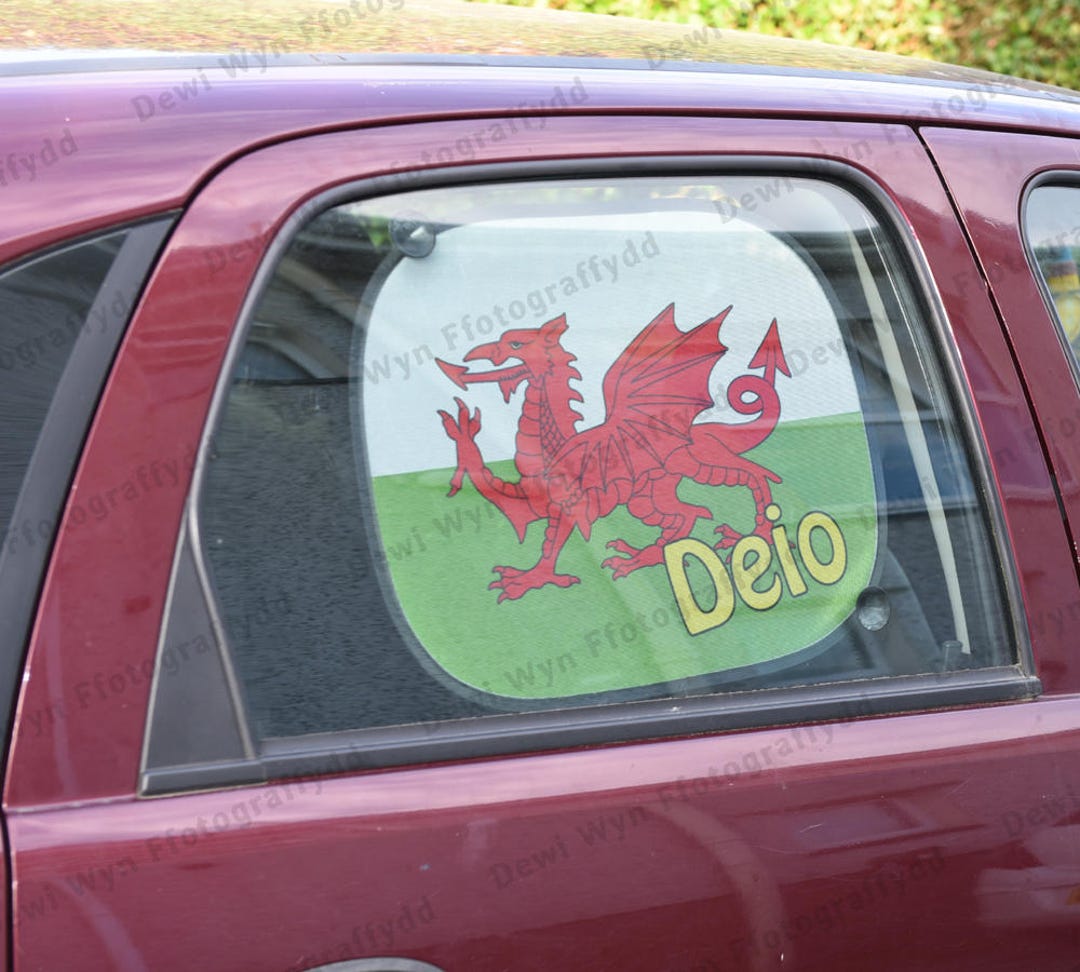 Cysgodwr Haul Car Fflag Cymru Draig Coch Cymru Wales Unrhyw Enw ...