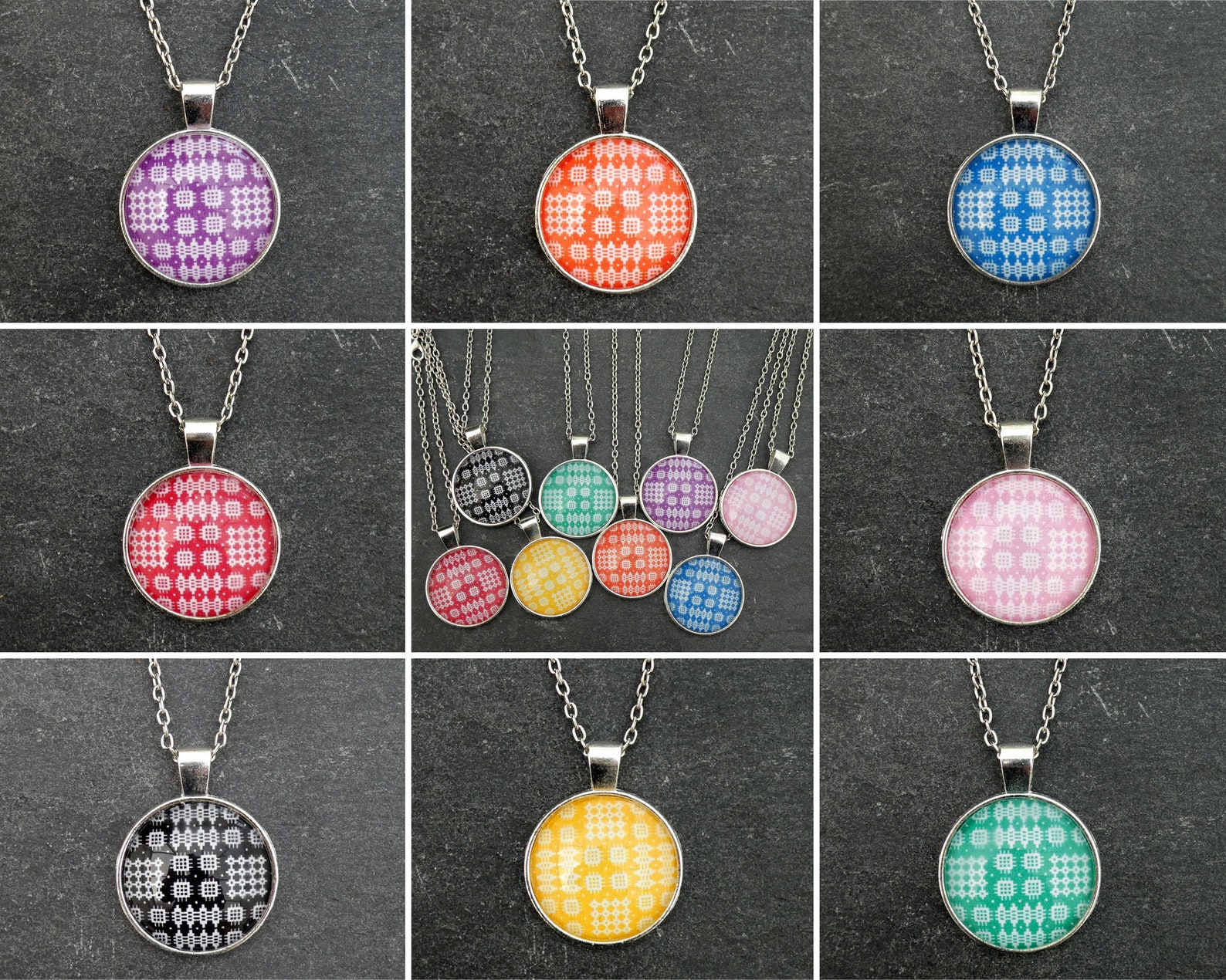 Cadwyn Brethyn Necklace - Gemwaith - Patrwm Brethyn - Chwaer - Mam ...