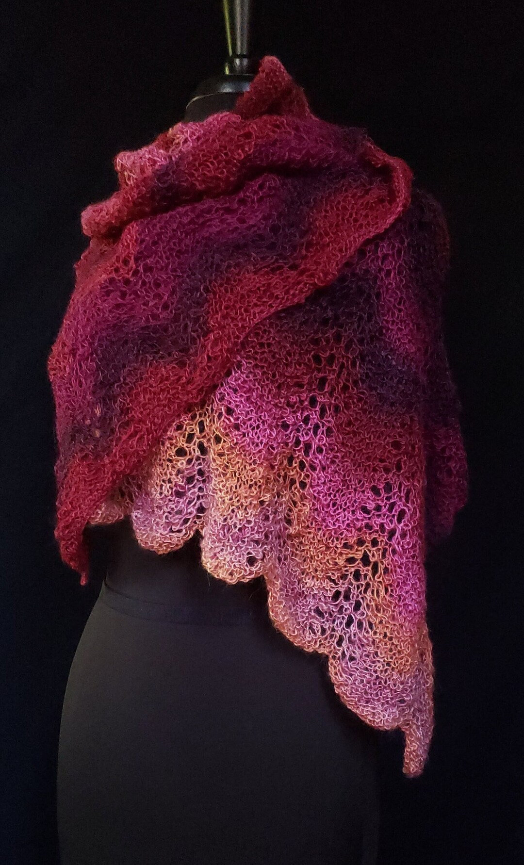 Old Shale Shawl - Cottage Roses - Old Shale Shetland Lace - Wool and ...