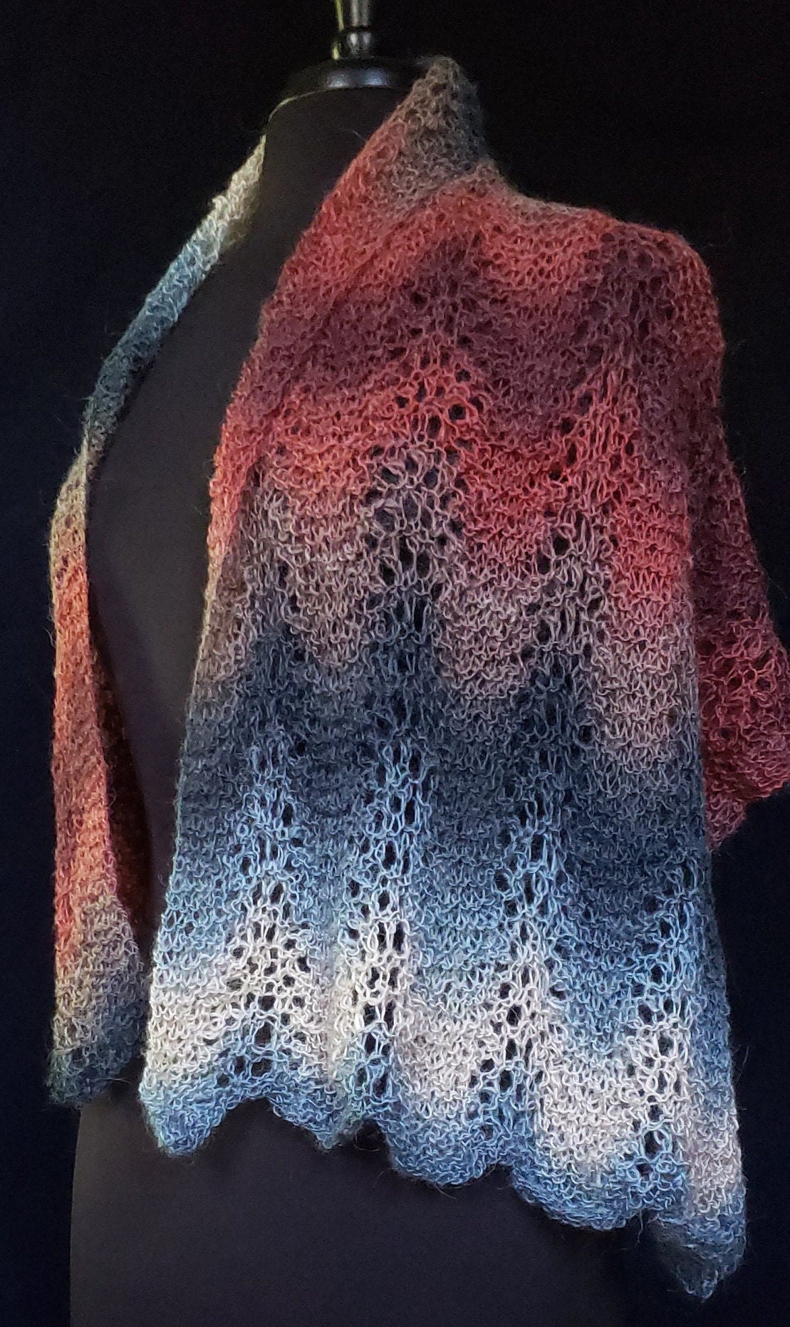 Old Shale Shawl - Red Cuillins - Old Shale Shetland Lace - Wool and ...