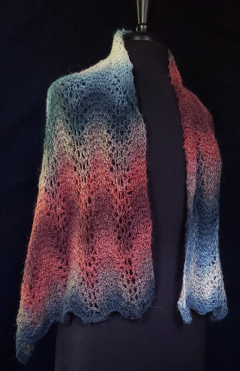 Old Shale Shawl - Red Cuillins - Old Shale Shetland Lace - Wool and ...
