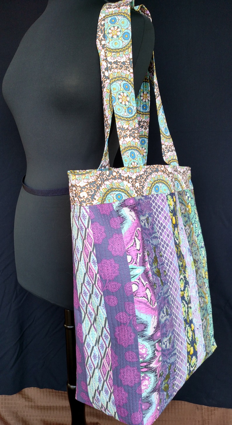 Tote Bag - Funky Purple Teal - Quilted - Tula Pink - Etsy