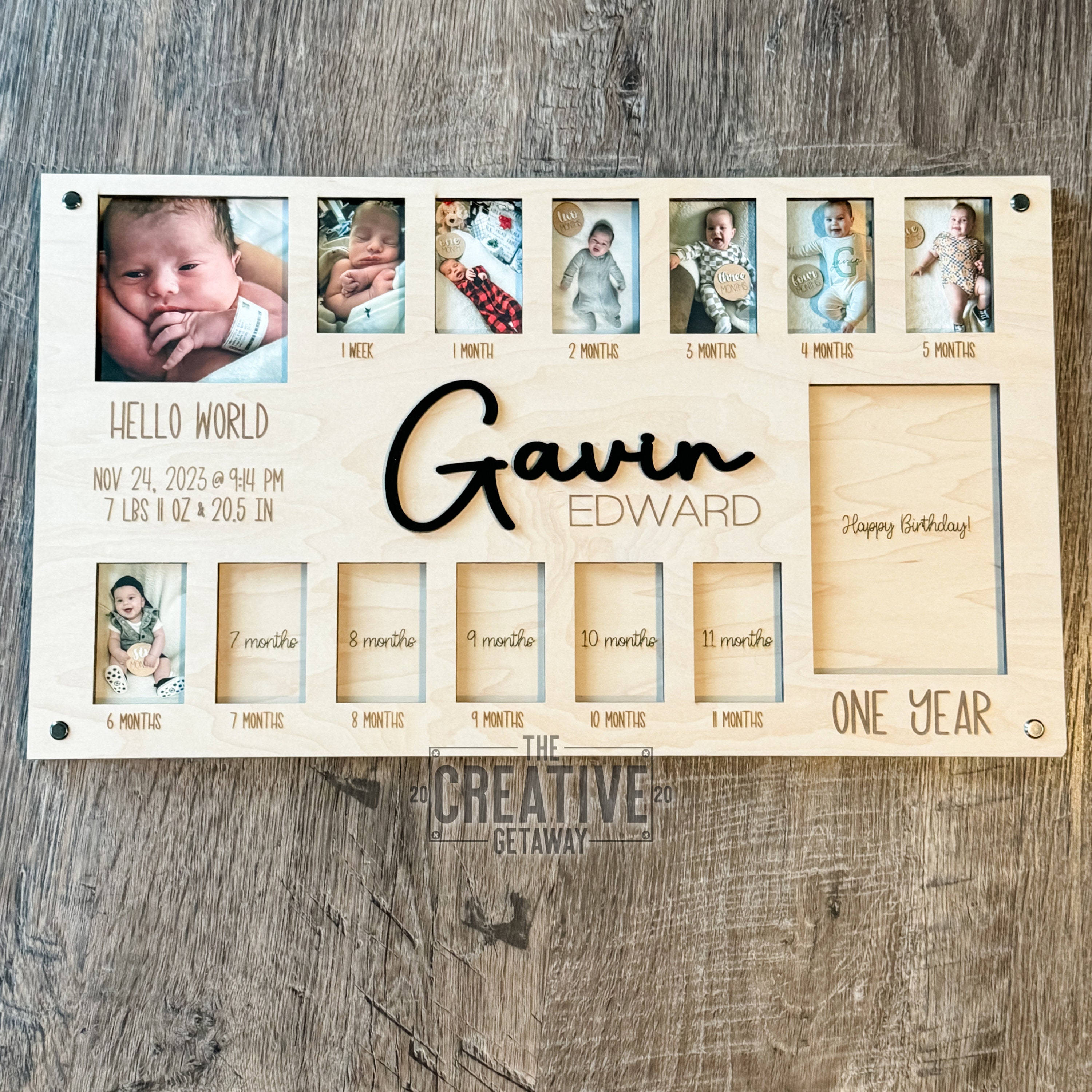 Baby’s First Year Picture Frame | Newborn to One Year Old | Milestone ...