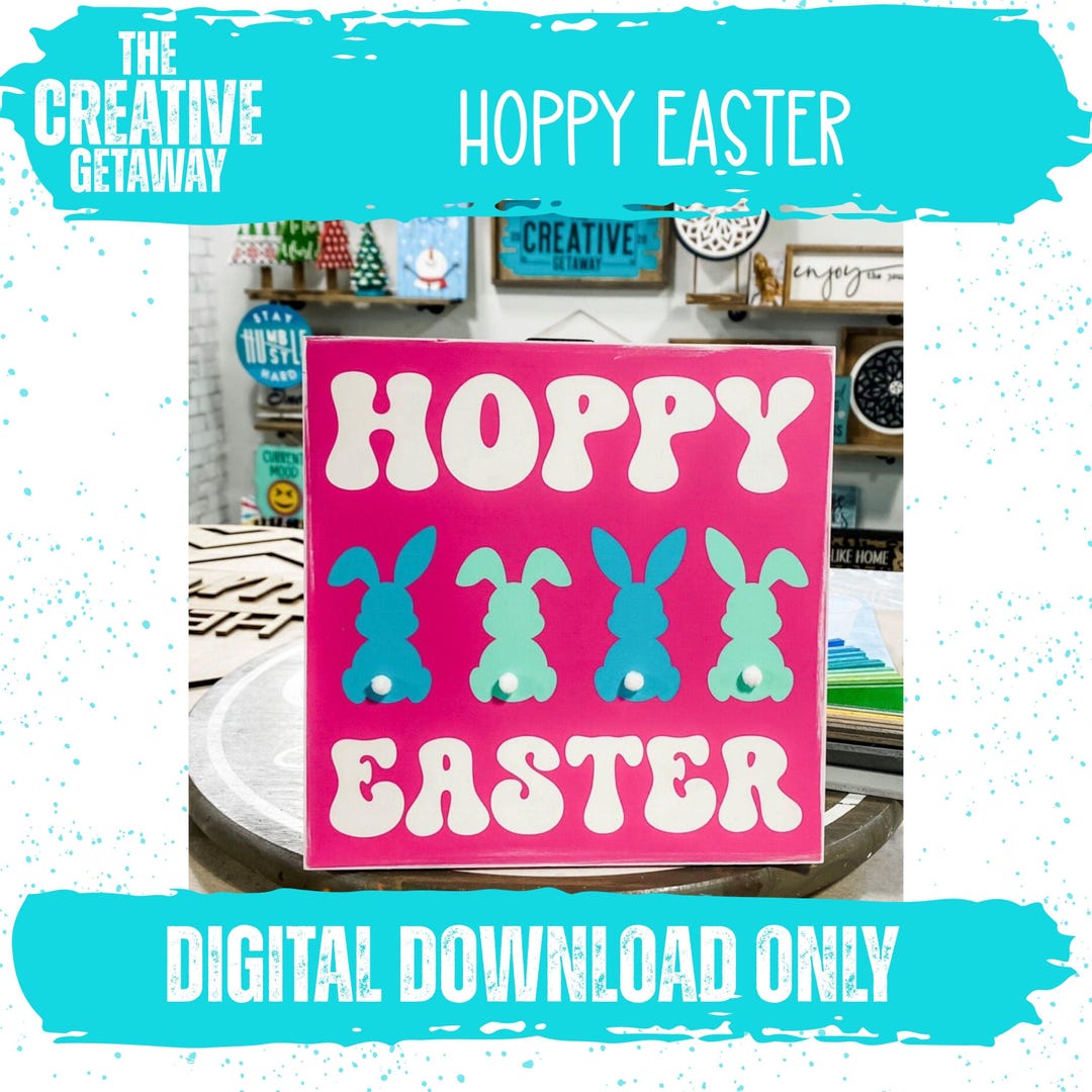 Hoppy Easter SVG| Easter Bunny | Wood Sign | Digital Cut File | Cricut ...