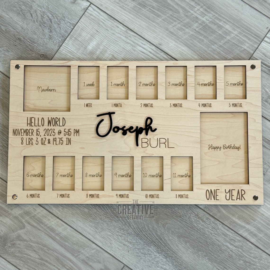 Babys First Year Picture Frame Newborn to One Year Old Milestone Photo ...