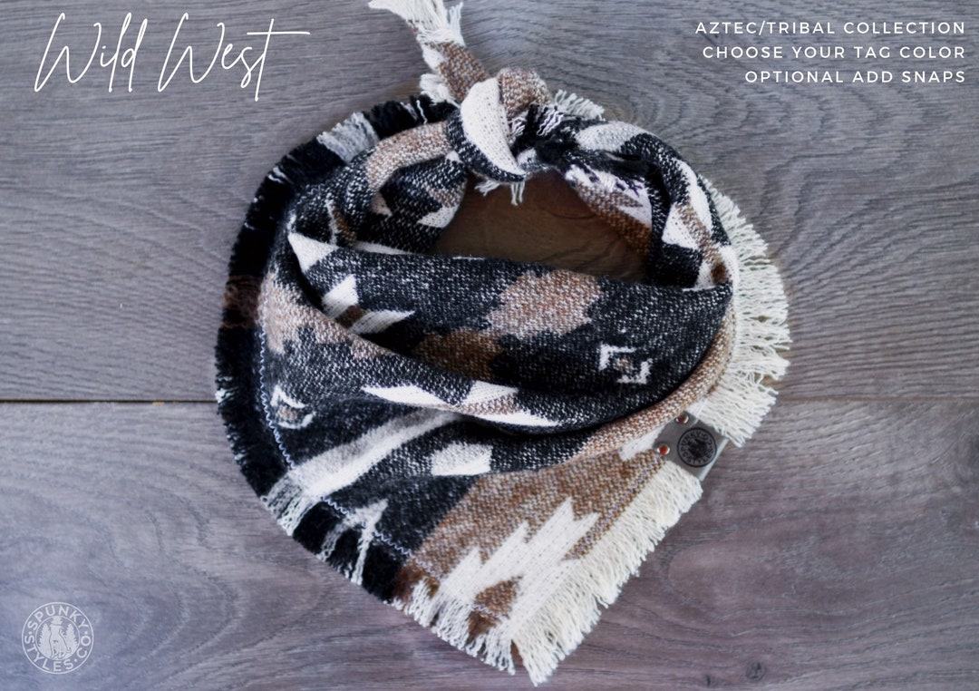 Wild West - Dog Bandana Aztec Black, White & Brown Bohemian Woven ...