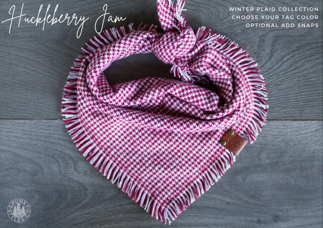 Huckleberry Jam Dog Bandana Houndstooth Plaid Tartan Flannel Red ...