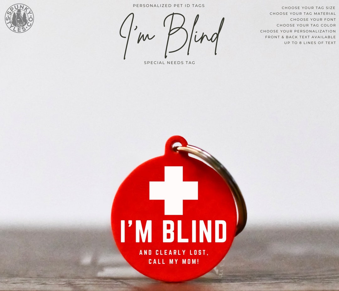 Blind Medical Alert - Pet ID Tag - Custom Personalized Dog Tags for ...