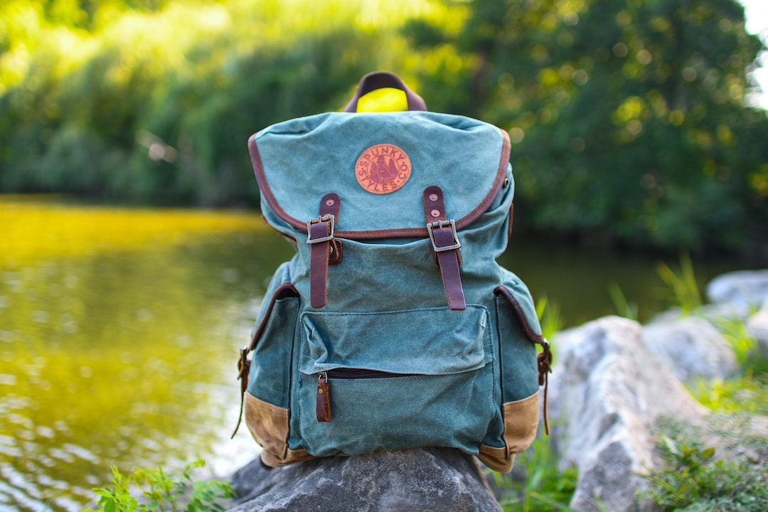 Adventure Backpack Waxed Canvas - Waterproof Travel Hiking Bookbag ...
