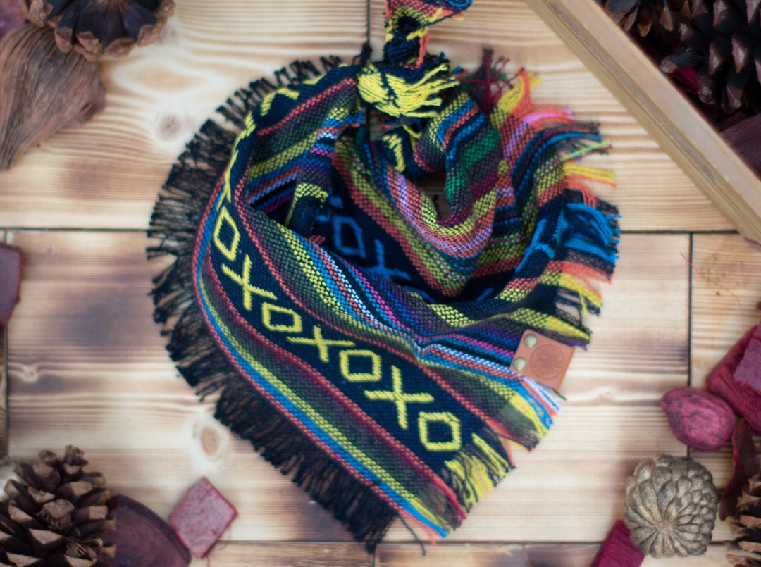 Colombiano Dog Bandana Aztec Black & Multicolor Bohemian Woven Tribal ...