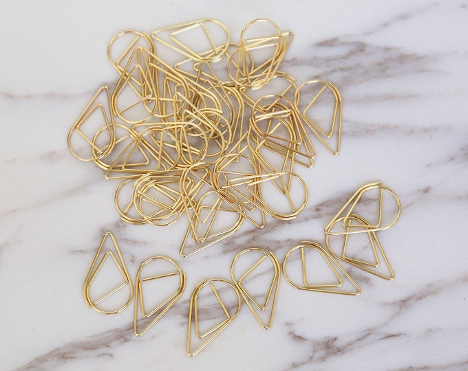 Gold Paper Clips, Teardrop Paperclips, Planner Accessories, Rose Gold ...