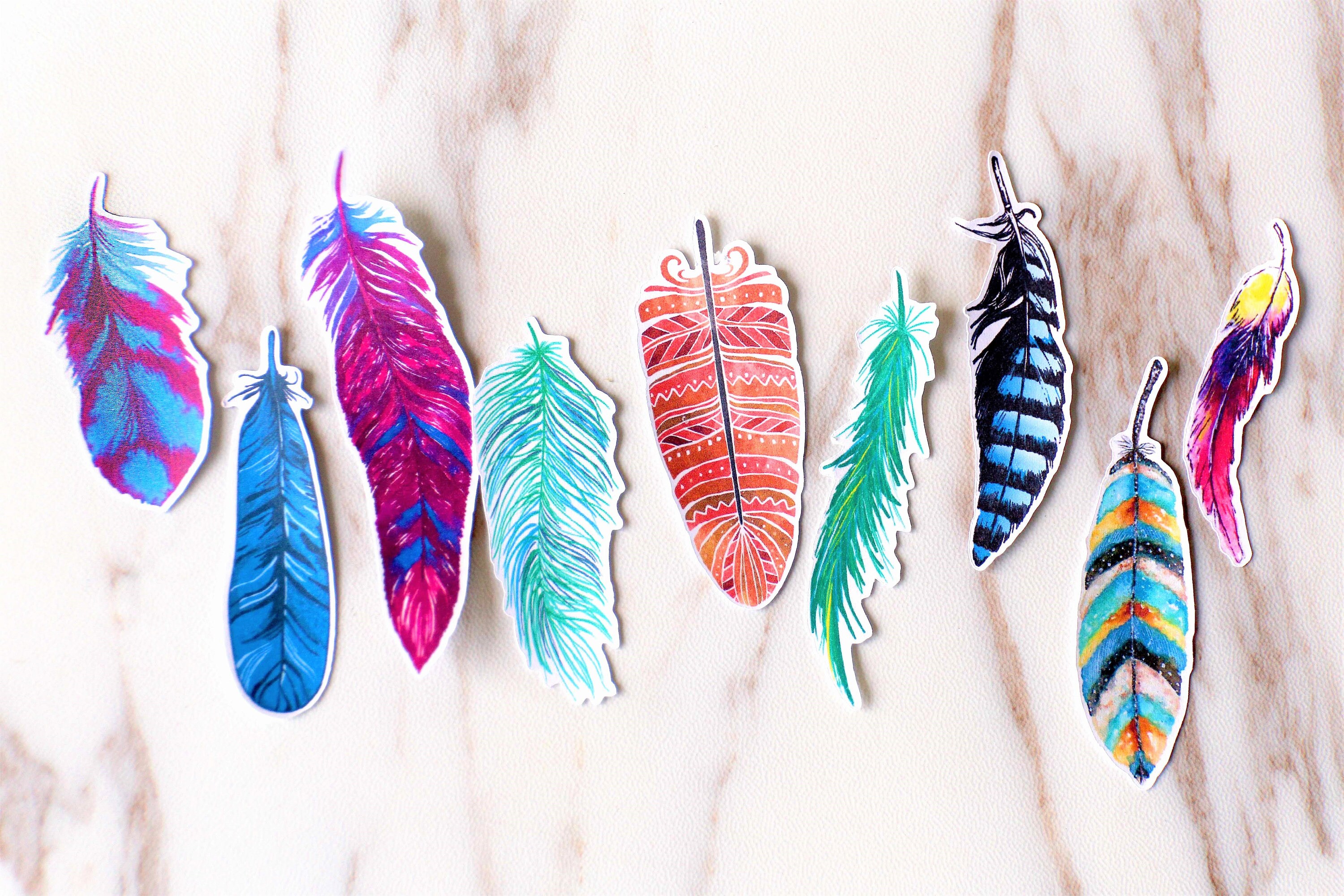 Colorful Feather Stickers/filofax Stickers/planner Stickers/ - Etsy
