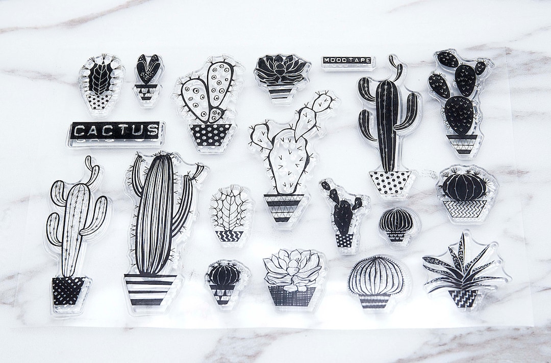 Cactus Clear Stamp/botanicals Rubber Stamp/cacti Clear Transparent ...