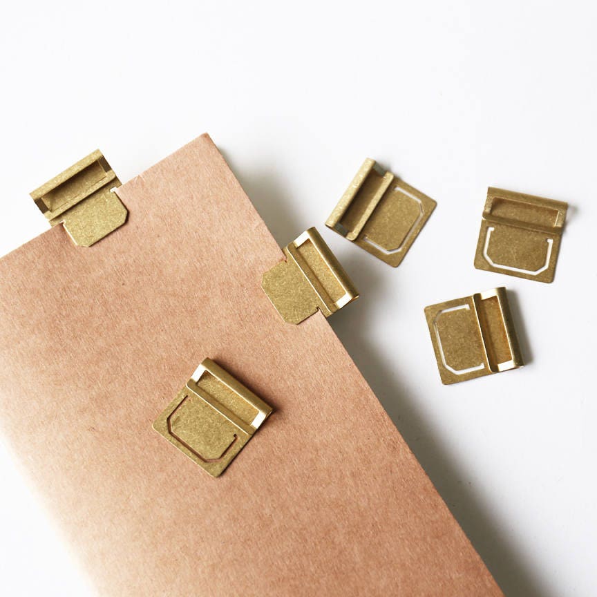 6 Pcs Brass Paper Clipsbrass Metal Index Clip Brass Bookmark - Etsy