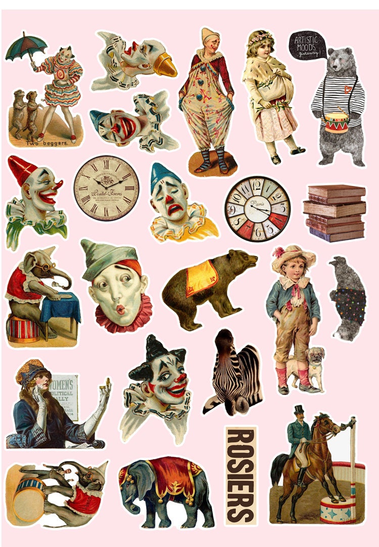 The Circus Sticker Set/ Stage Stickers/ Clown Stickers/comedy - Etsy