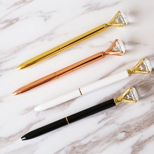 Black White Diamond Pen, Crystal Top Pen, Metal Metallic Fine Point Pen ...