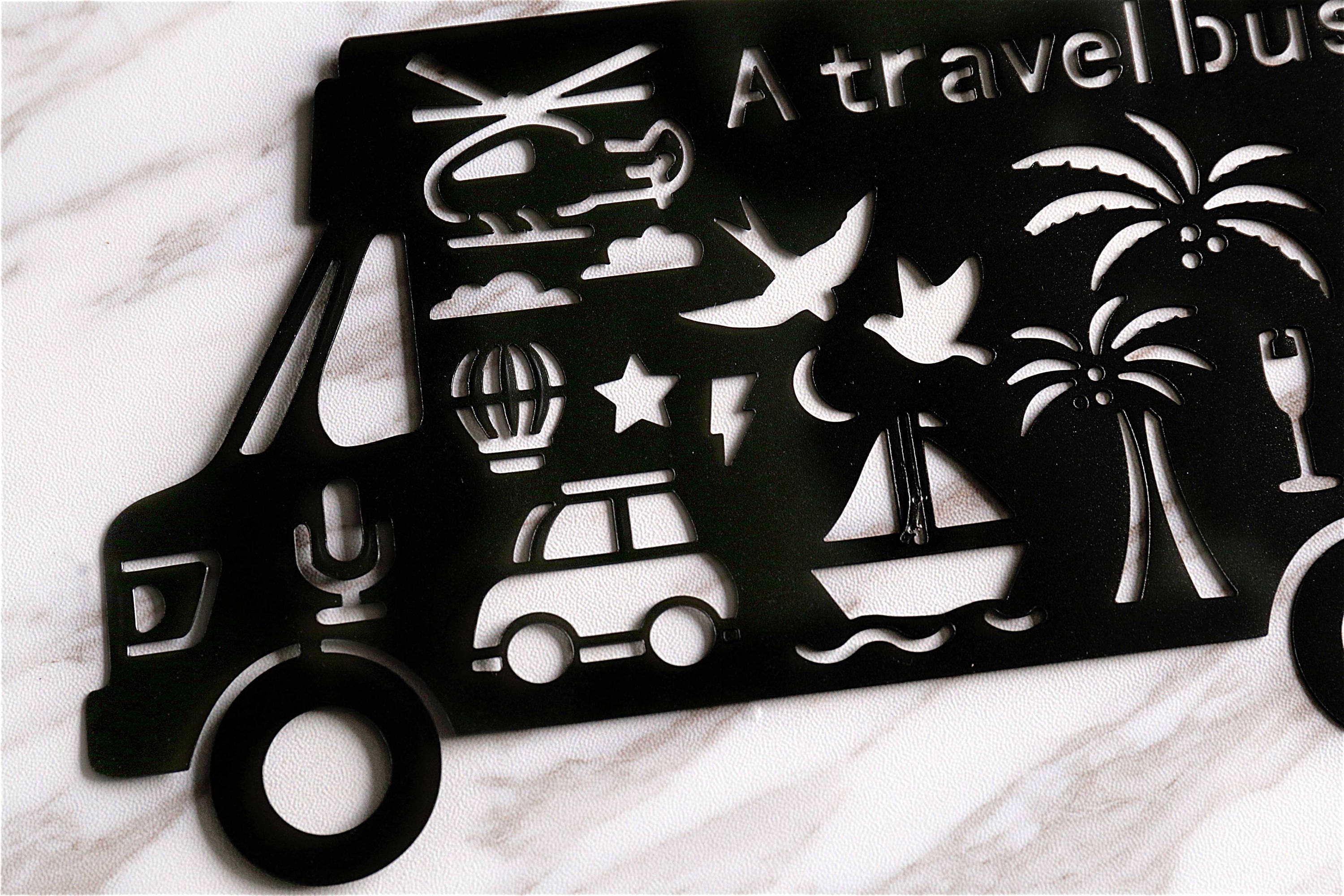 Travel Bus Bullet Journal Stencil/camping Van Stencil/black - Etsy