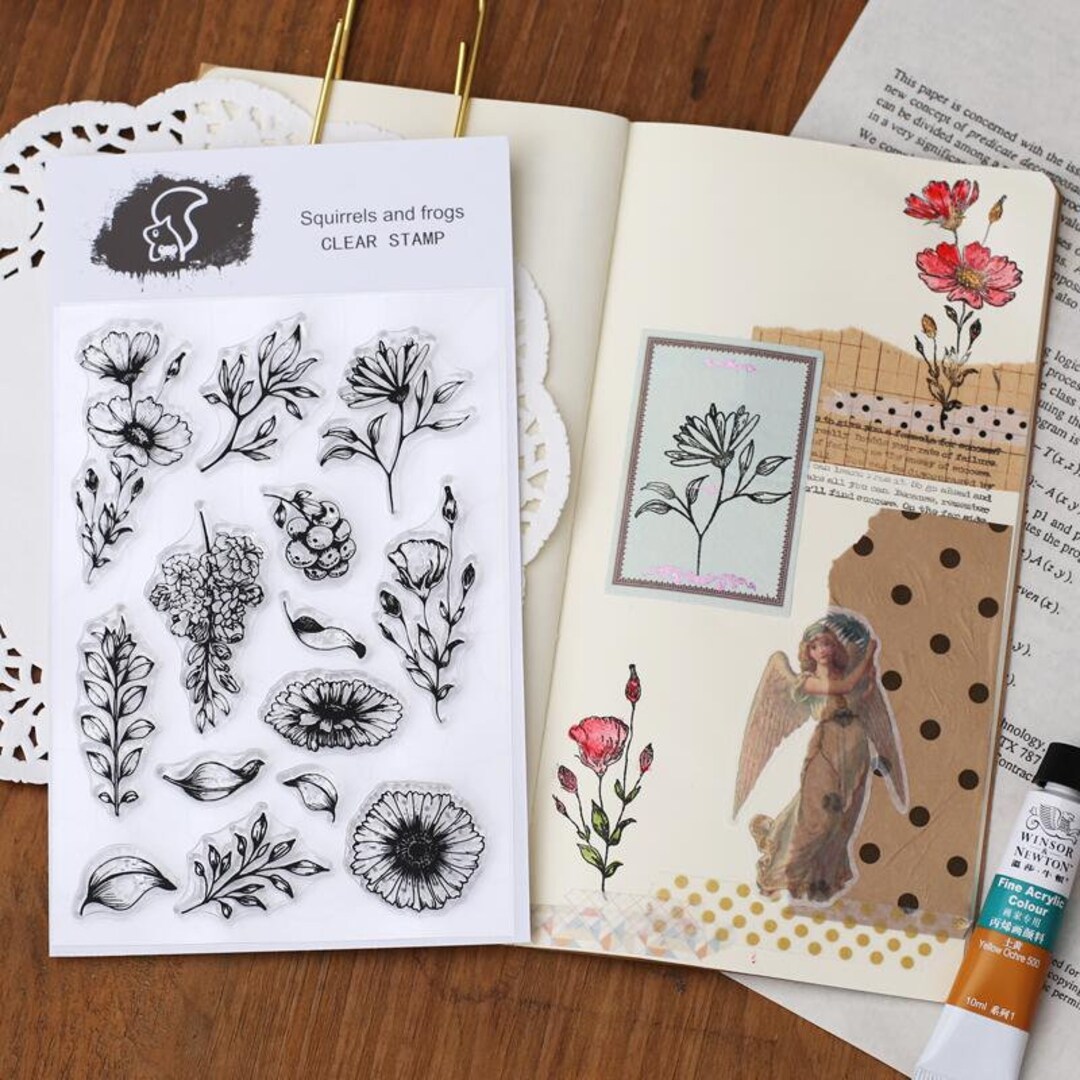 Flower Garden Rubber Stamp/ Floral Clear Rubber Stamps/wild Flowers ...