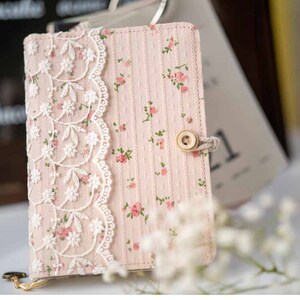 Lace Pink Flower Notebook Original Handmade Fabric Journal A5 A6 Floral ...