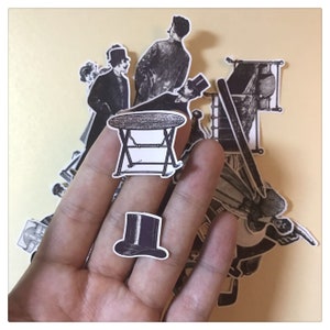 50pcs Old Time People Stickers / Vintage Airplane Clear Labeling ...