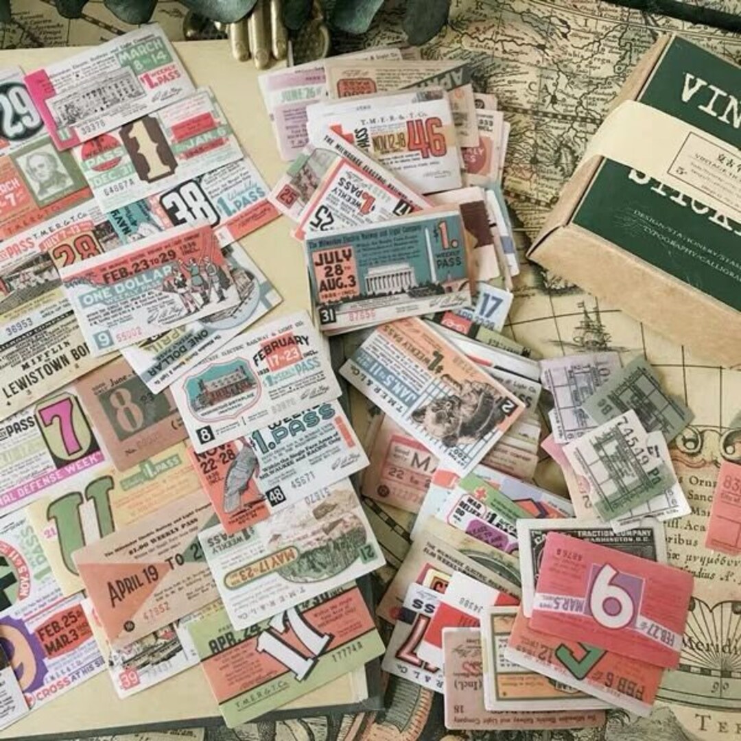 128 Pcs Vellum Retro Ticket Stickers / Journal Stickers/ Filofax ...