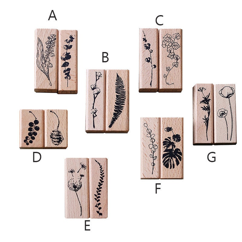 Botanical Rubber Stamp / Wooden Wild Flower Rubber Stamp/wild - Etsy