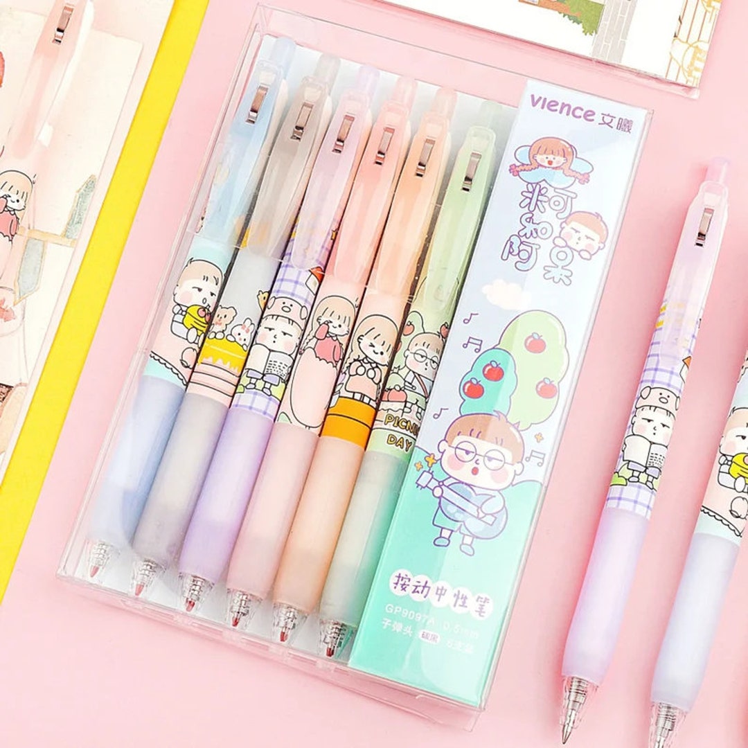 Cute Cartoon Gel Pen Kawaii Stationary Cartoon Pen Girl - Etsy