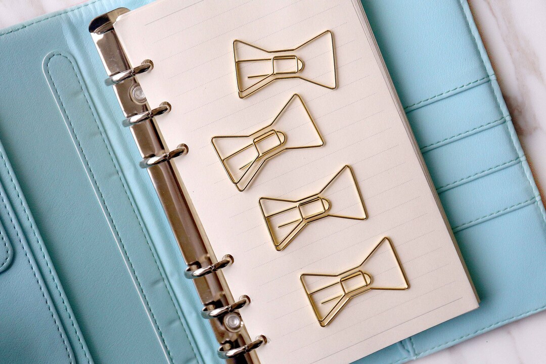 4pc Gold Bow Paper Clips, Gold Bookmarks Metal Paper Clip,binder Clips ...