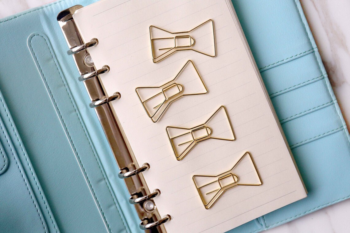 4pc Gold Bow Paper Clips Gold Bookmarks Metal Paper - Etsy