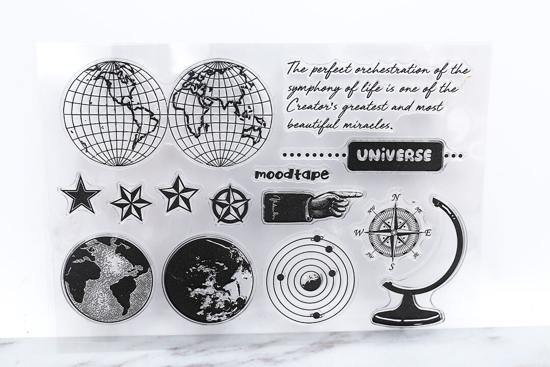 Earth Transparent Stamp /globe Stamp/compass Clear Stamp/world Map ...