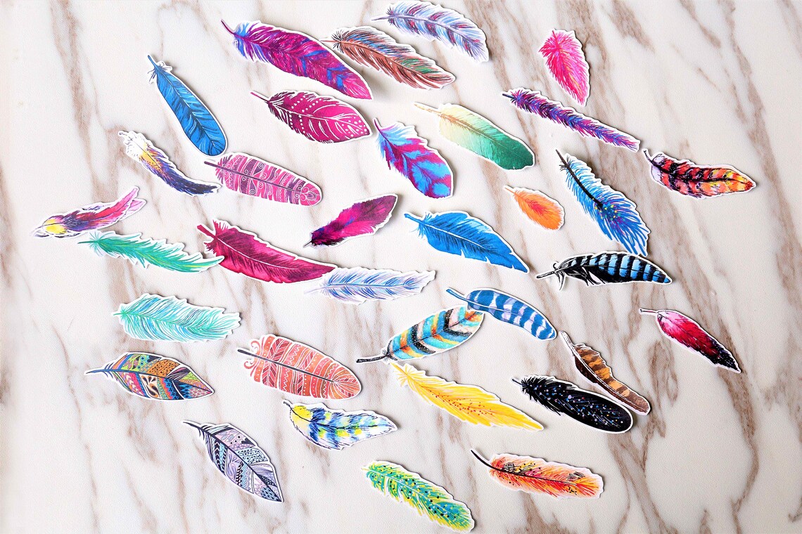 Colorful Feather Stickers/filofax Stickers/planner Stickers/ - Etsy