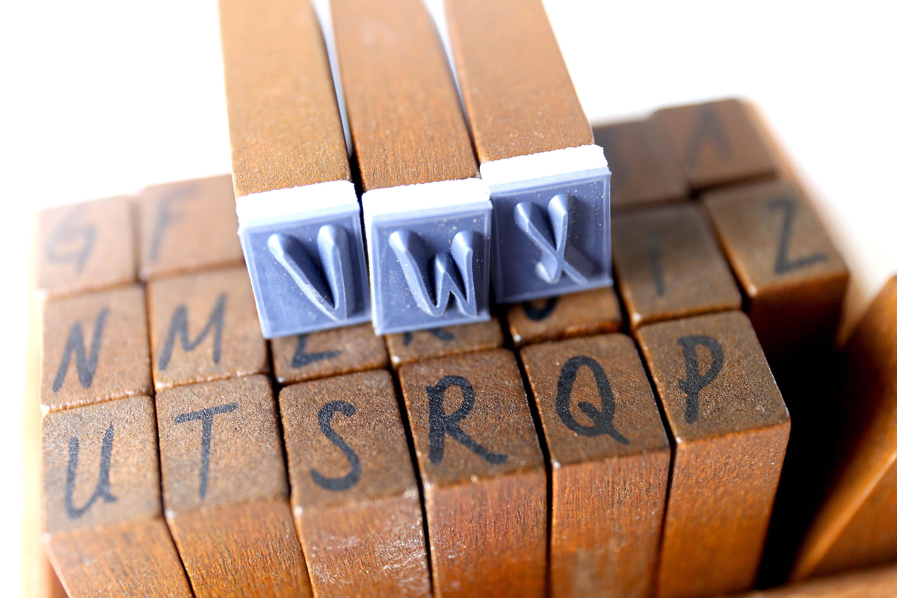 Vintage Alphabet Stamp Set / Wood Rubber Stamp /clay Stamp /box ...