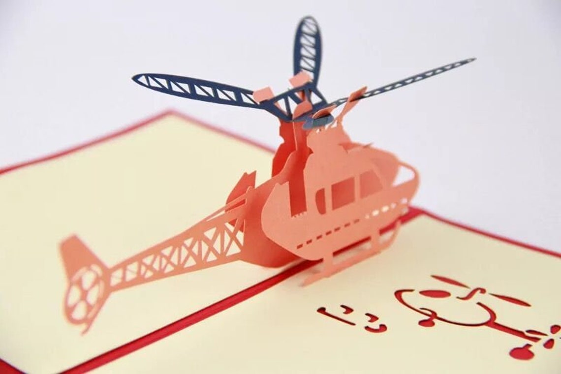 3D Helicopter Greeting Card Greeting Card for Pilot Boys - Etsy