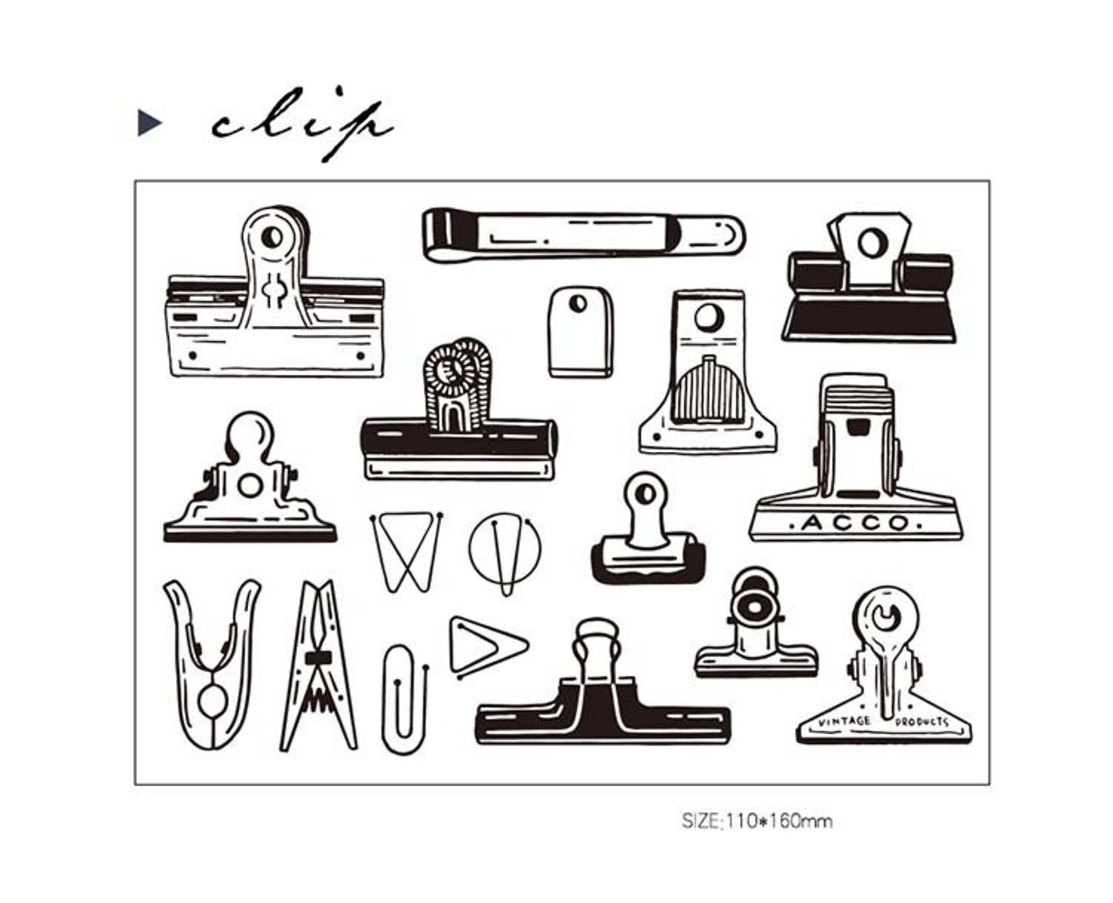 Paper Clips Clear Rubber Stamp/binder Clip Clear - Etsy