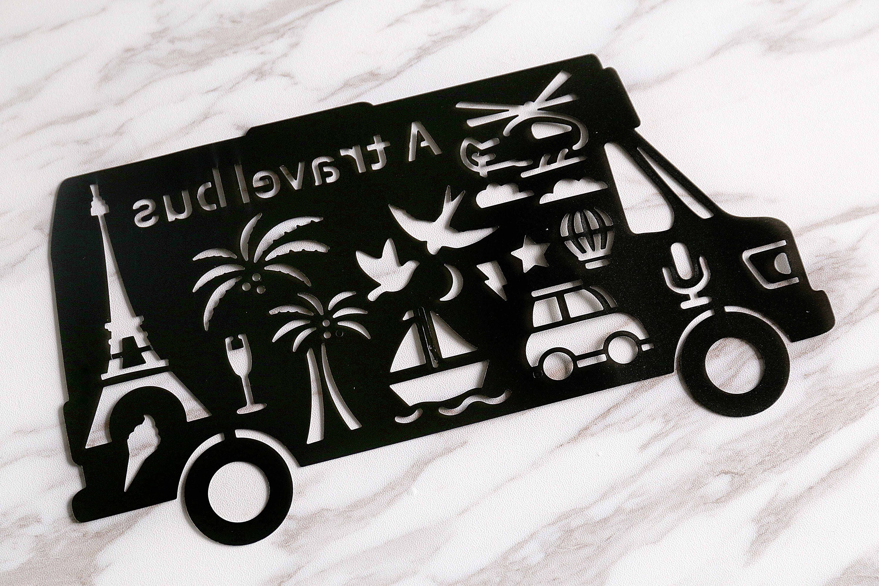 Travel Bus Bullet Journal Stencil/camping Van Stencil/black - Etsy