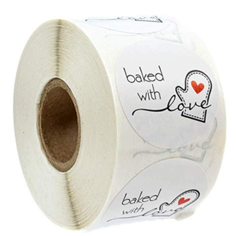 Baked With Love Roll Stickers, Bakery Gift Wrapping Supply, Holiday ...