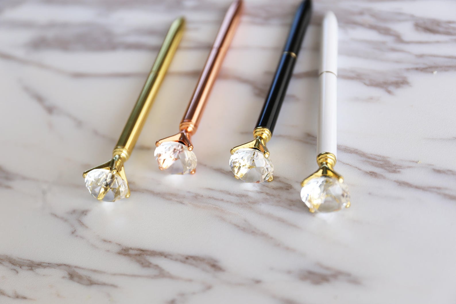 Black White Diamond Pen Crystal Top Pen Metal Metallic Fine - Etsy