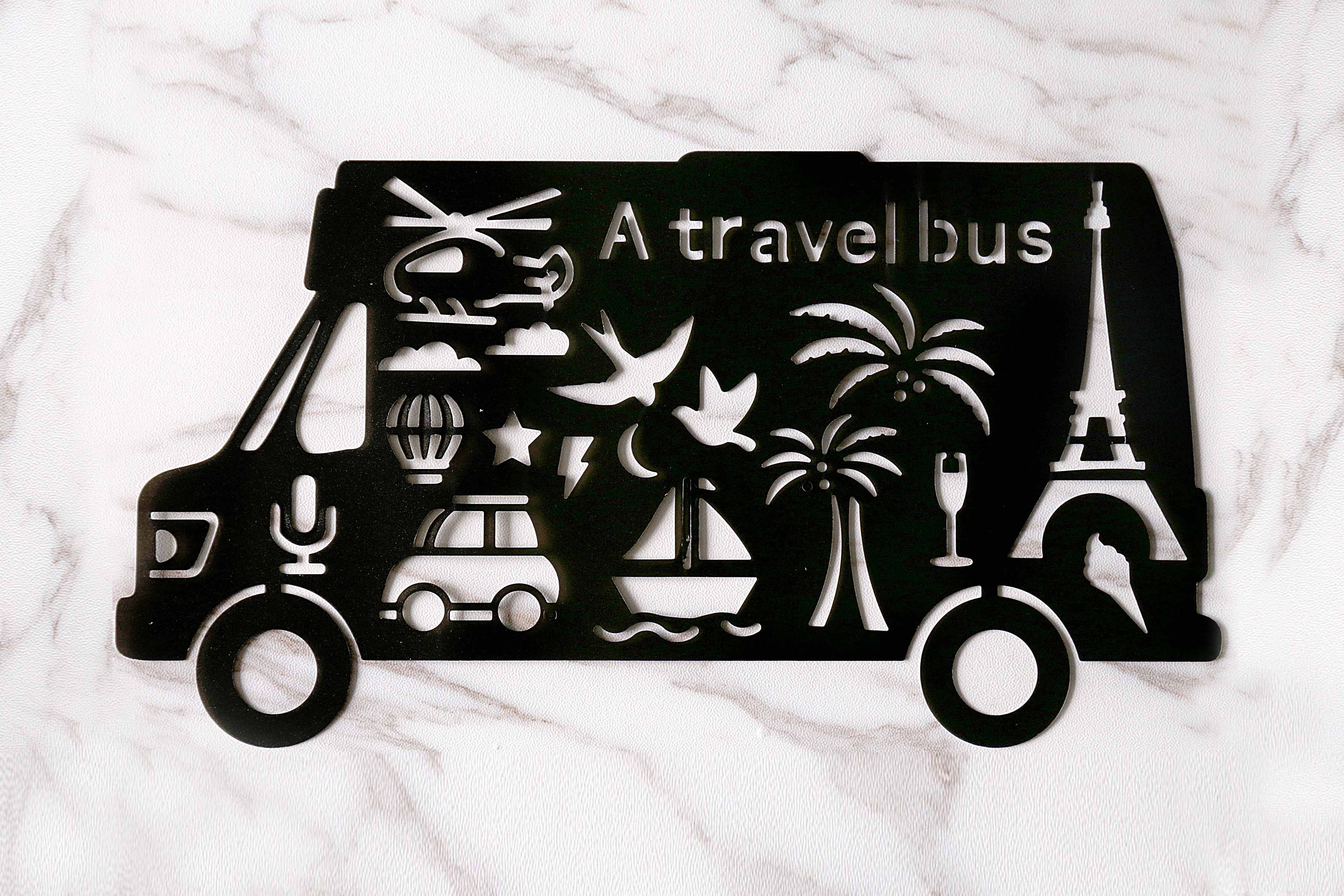 Travel Bus Bullet Journal Stencil/camping Van Stencil/black - Etsy
