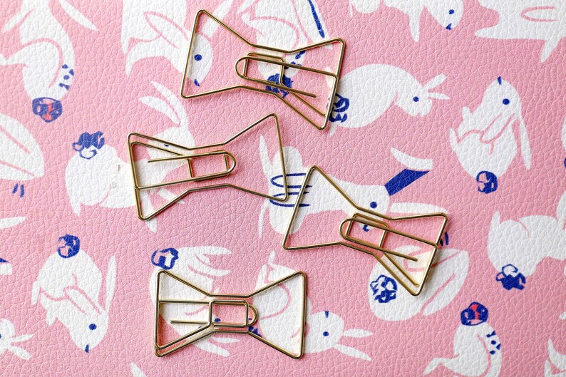 4pc Gold Bow Paper Clips Gold Bookmarks Metal Paper - Etsy