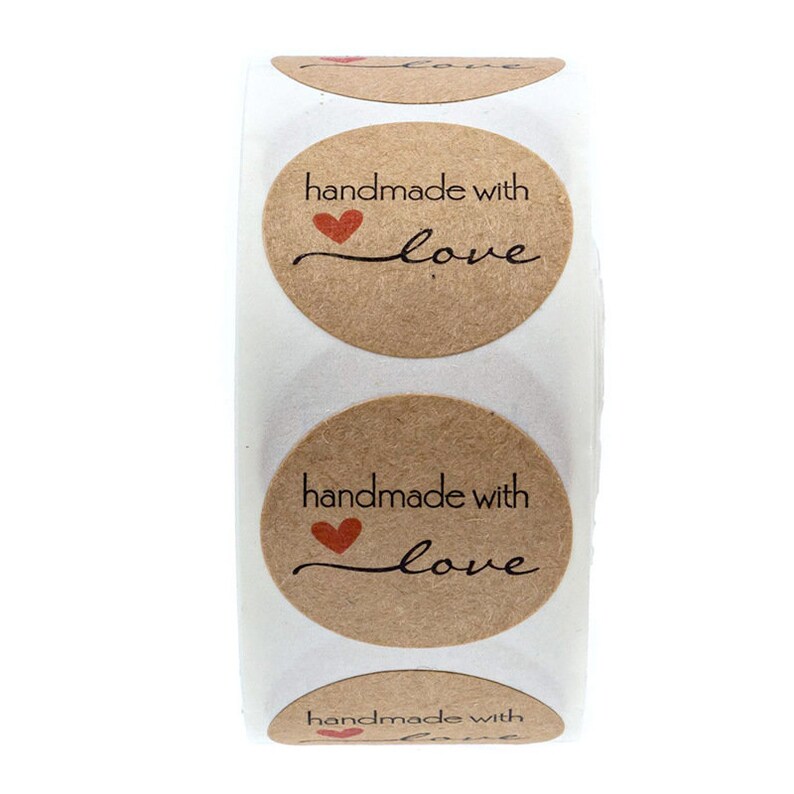 500PCS 1inch Handmade With Love Stickers Kraft Brown Sticker - Etsy