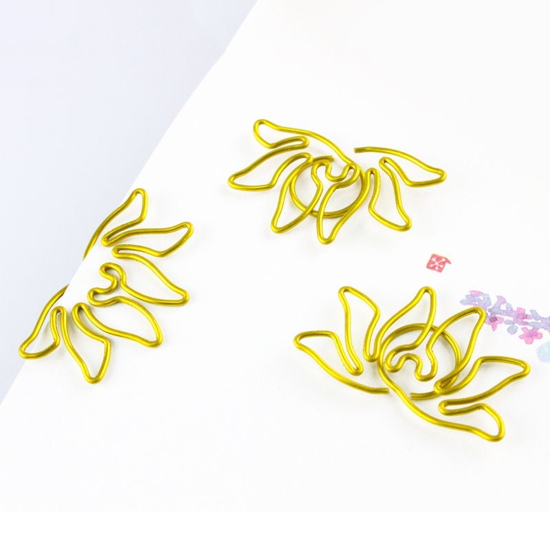 12PCS Gold Lotus Clips/ Flower Paper Clip/binder Clips/ Office - Etsy