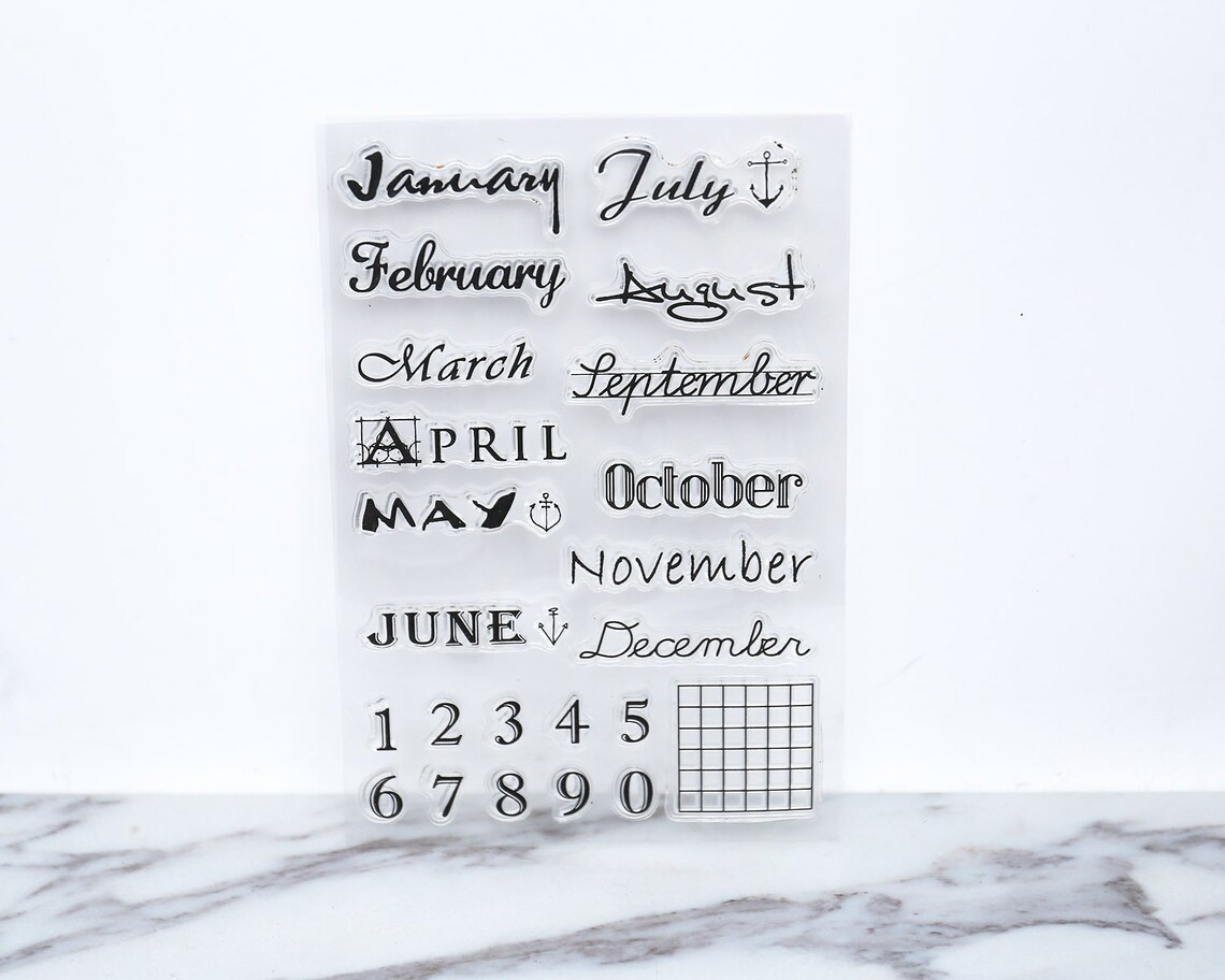 Months of the Year Clear Stamp/numbers Clear Transparent - Etsy