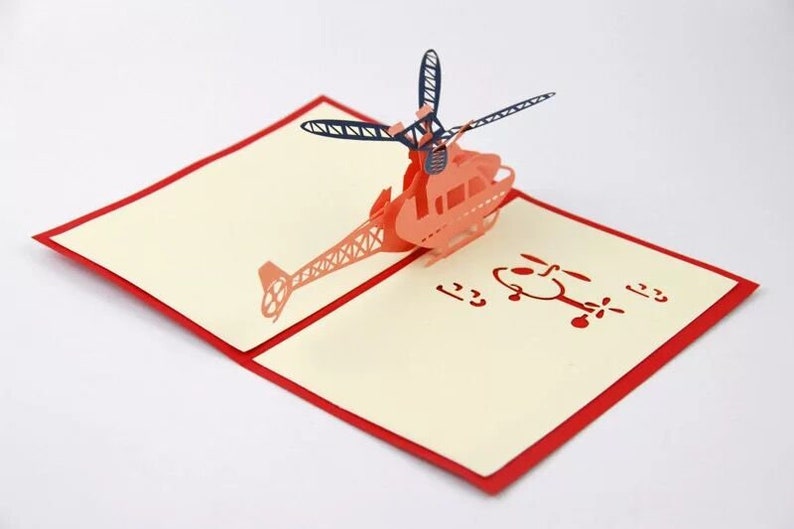 3D Helicopter Greeting Card Greeting Card for Pilot Boys | Etsy