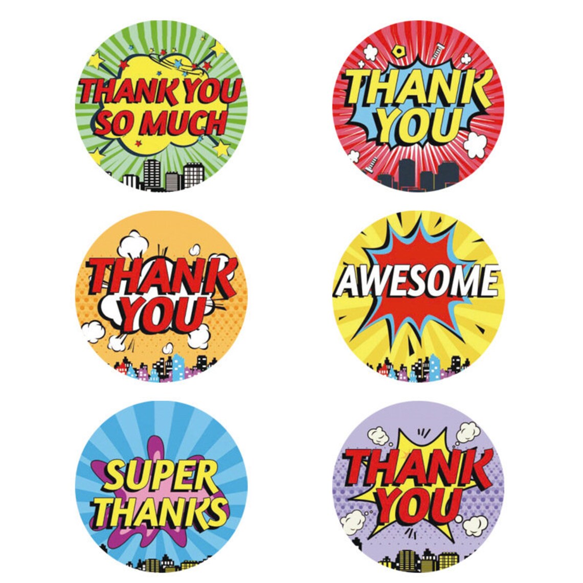 Thank You Stickers /6 Designs 1 Inch Thank You Roll for Small - Etsy