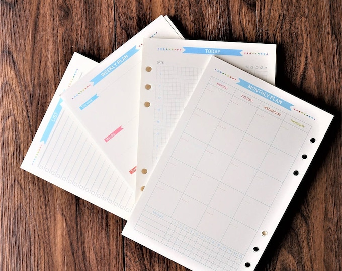 A5 Planner Inserts /colorful Inserts /personal Size Lined - Etsy