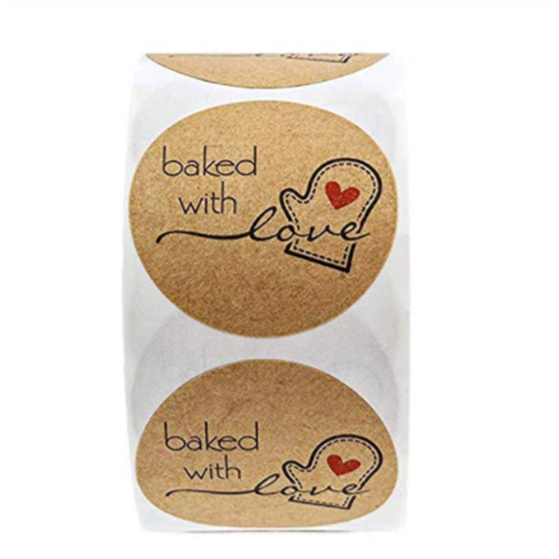 Baked With Love Roll Stickers, Bakery Gift Wrapping Supply, Holiday ...