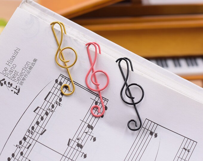 Rose Gold Music Note Paper Clips /guitar Metal Clips /rose Gold ...